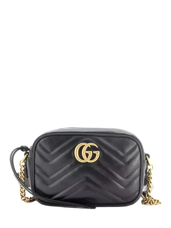 Gucci Gg Marmont Shoulder Bag Matelasse Leather Mini Crossbody Bag - Black