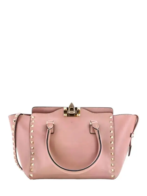 Valentino Garavani Rockstud Rigid Leather Small Tote Bag - Neutrals