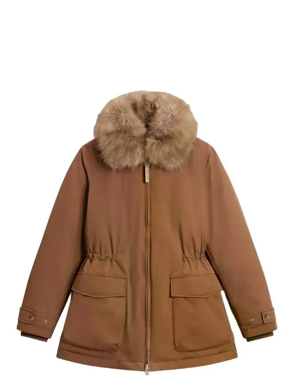 Woolrich Faux-fur Collar Drawstring Coat - Brown
