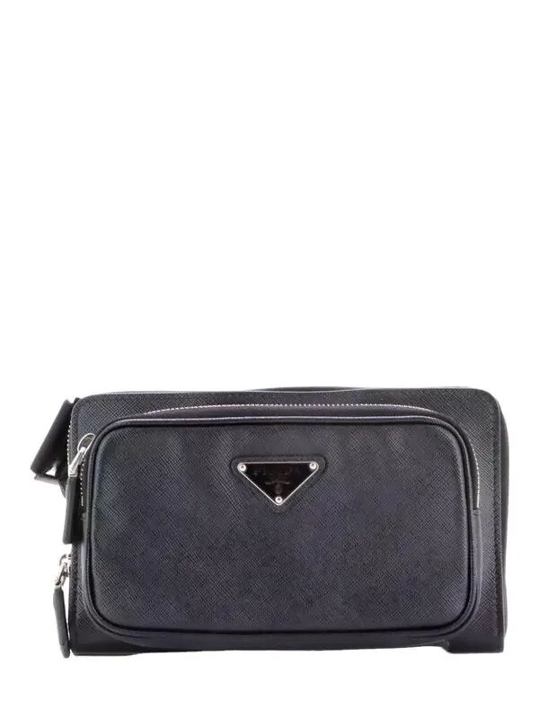 Prada Zip Around Front Pocket Saffiano Leather Belt Bag - Black