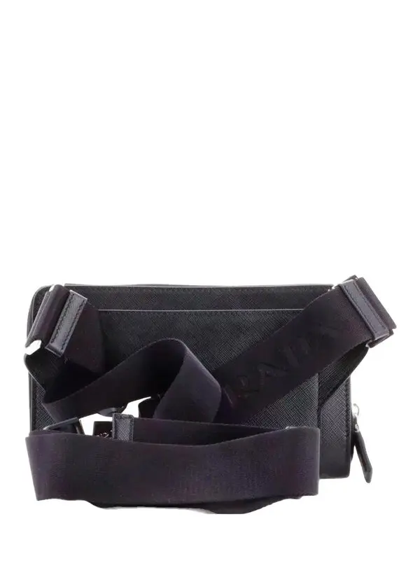 Prada Zip Around Front Pocket Saffiano Leather Belt Bag - Black
