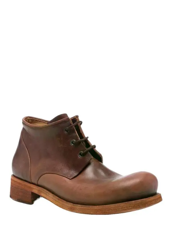 MA+ Lace-up Leather Ankle Boots - Brown