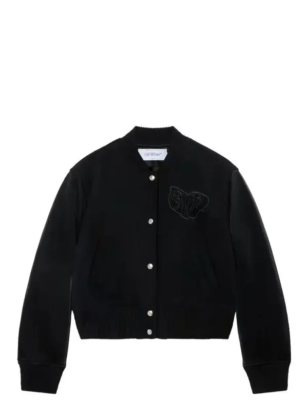 Off-White Velvet-coated Varsity Jacket - Black