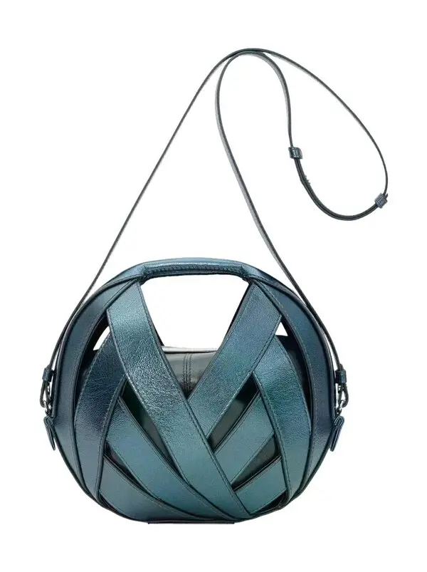 Perrin Le Petit Panier Basket-weave Crossbody Bag - Blue
