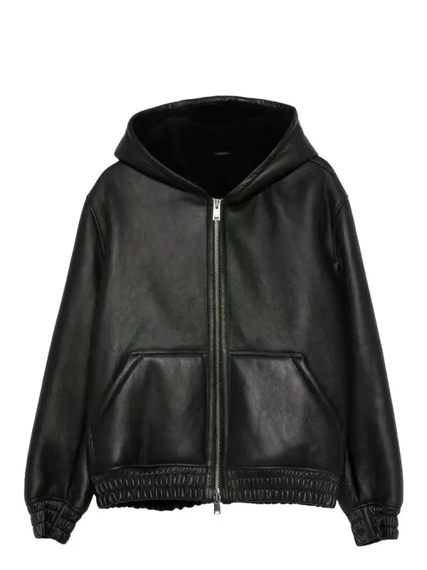 ARMA Hooded Leather Jacket - Black
