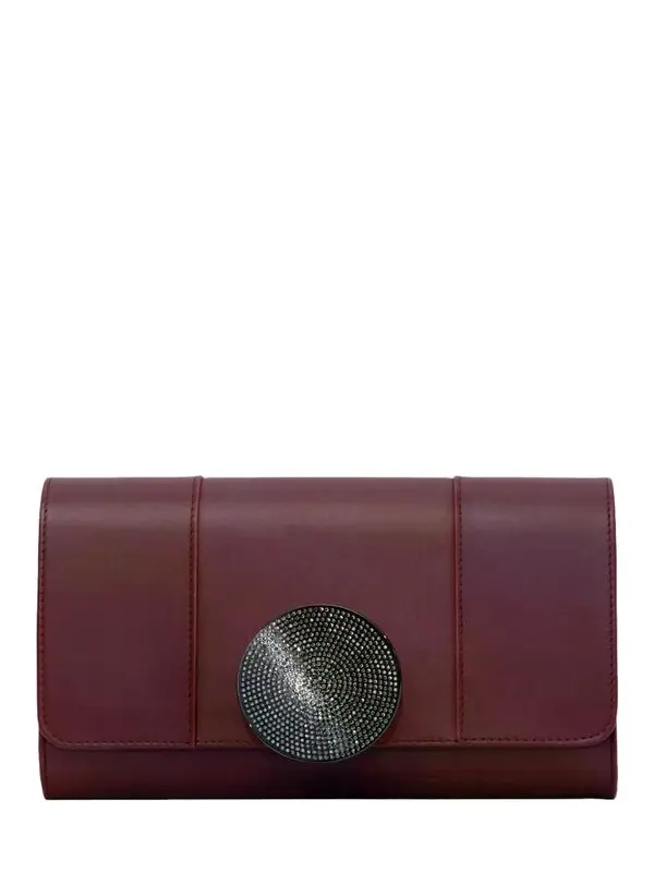 Perrin Le Disque Strass Leather Clutch Bag - Red