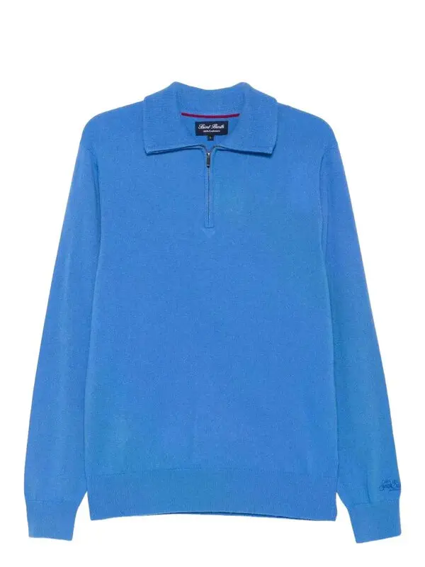 MC2 SAINT BARTH Half-zip Cashmere Sweater - Blue
