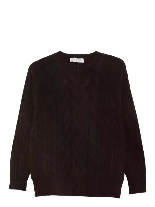 D.exterior Cable-knit Raglan-sleeve Sweater - Brown