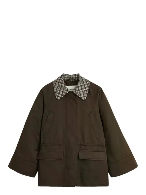SKALL STUDIO Drawstring-waist Checked-collar Jacket - Brown