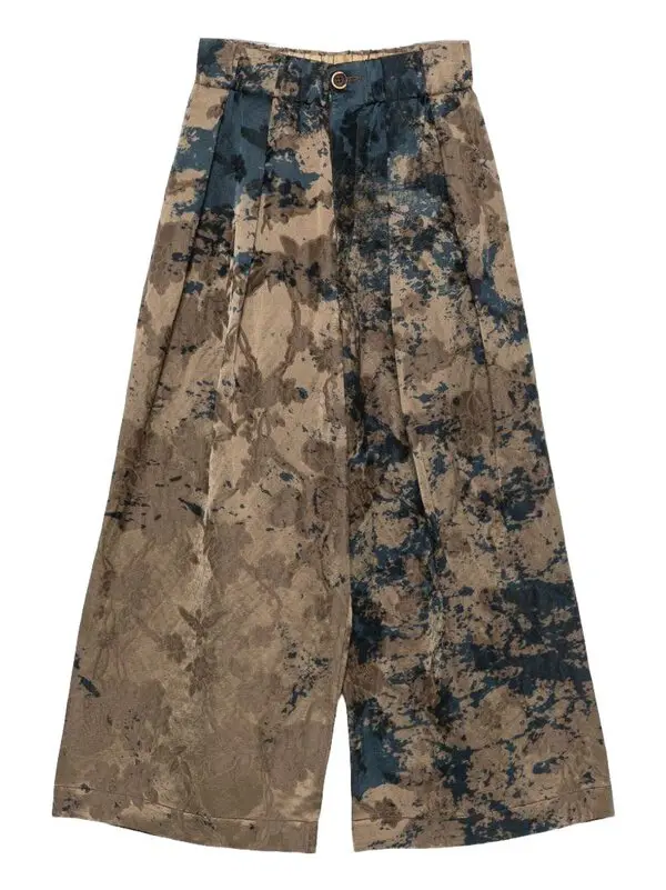 UMA WANG Poetic Linen Blend Trousers - Brown