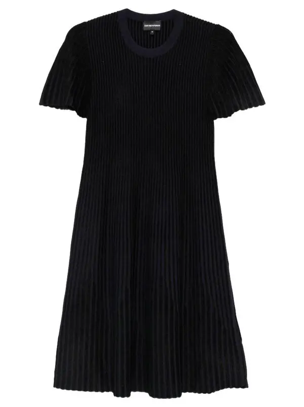 Emporio Armani Striped Midi Dress - Black