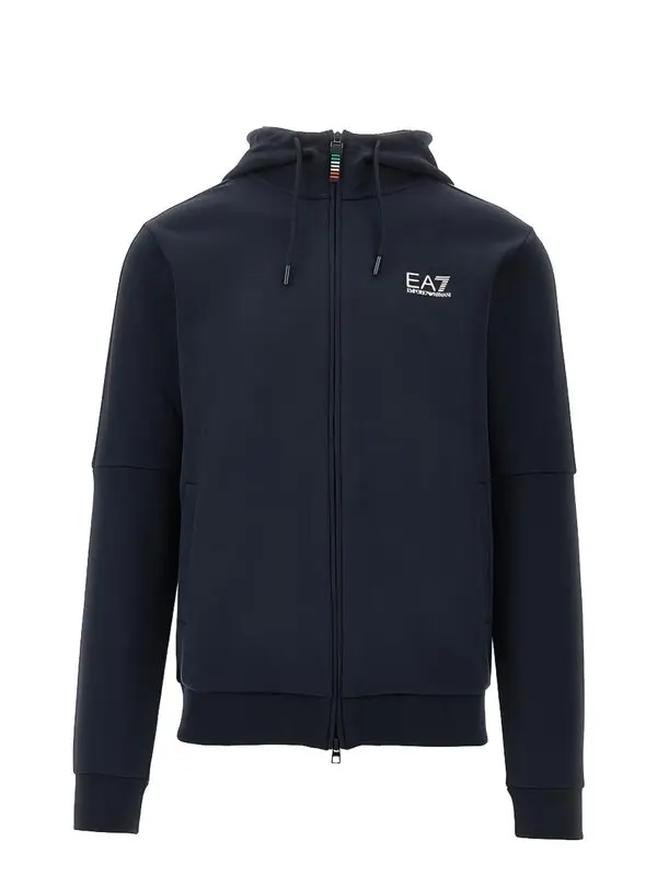 EA7 Cotton Blend Hoodie - Blue