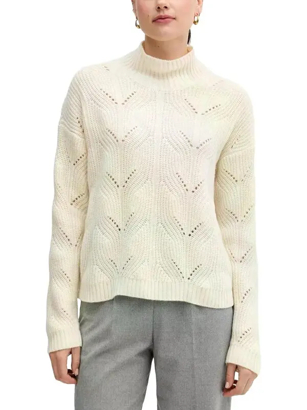 BENETTON Pointelle-knit High-neck Sweater - Neutrals