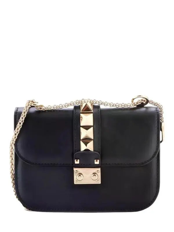 Valentino Garavani Glam Lock Leather Small Shoulder Bag - Black