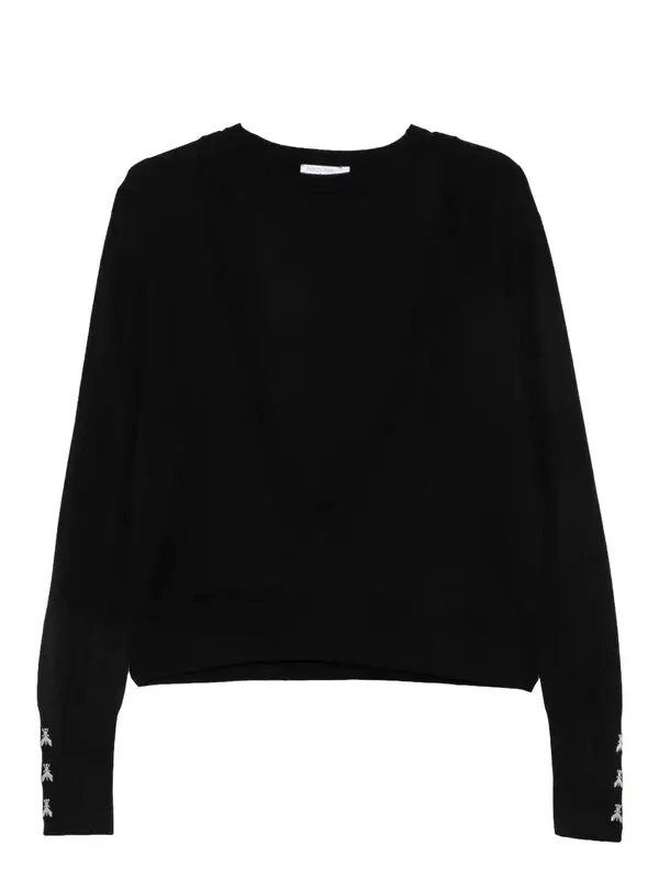 Patrizia Pepe Embellished Cut-out Sweater - Black
