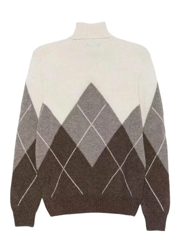 BARBA NAPOLI Argyle-knit Roll-neck Sweater - Neutrals