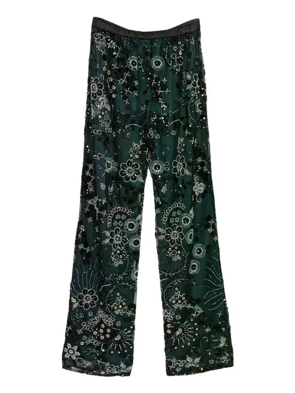 Emporio Armani Sequin-embellished Beaded Trousers - Green