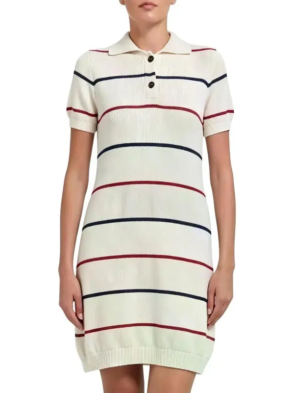 Brunello Cucinelli Striped Cotton Mini Dress - Neutrals