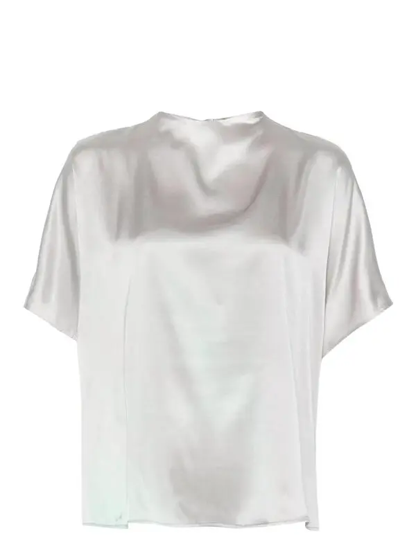SOLOTRE Satin-finish Short-sleeve Top - Grey