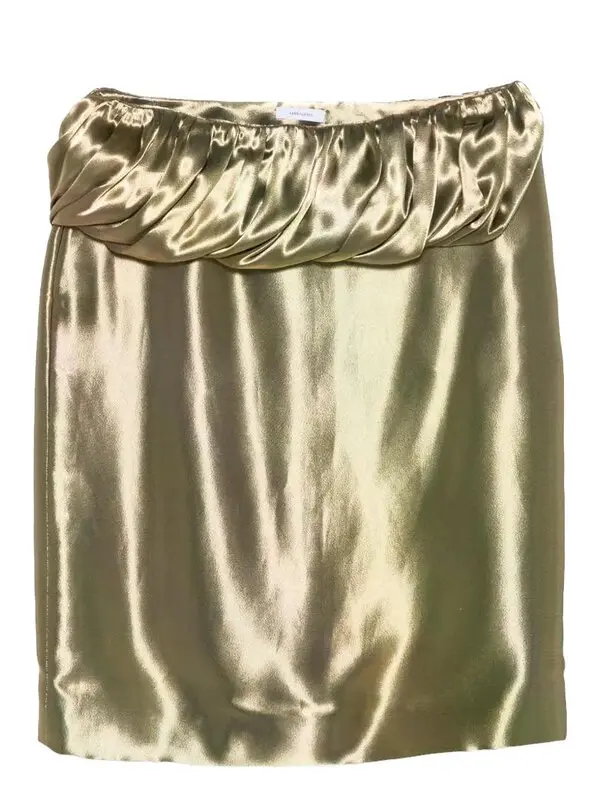 FERRAGAMO Draped Satin-finish Mini Skirt - Gold