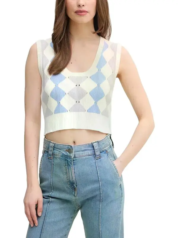 BENETTON Argyle-knit Tank Top - Neutrals
