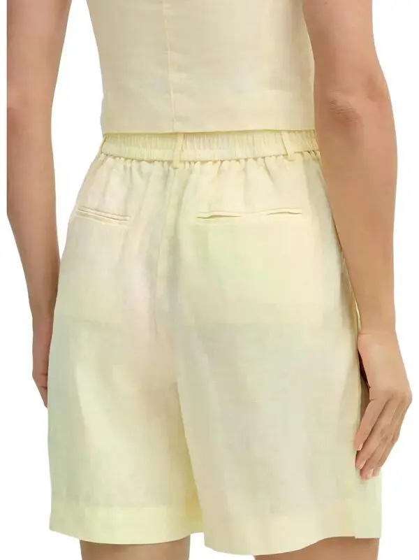 BENETTON Pleated Linen Shorts - Yellow