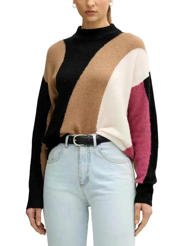 BENETTON Colour-block Intarsia-knit Sweater - Black