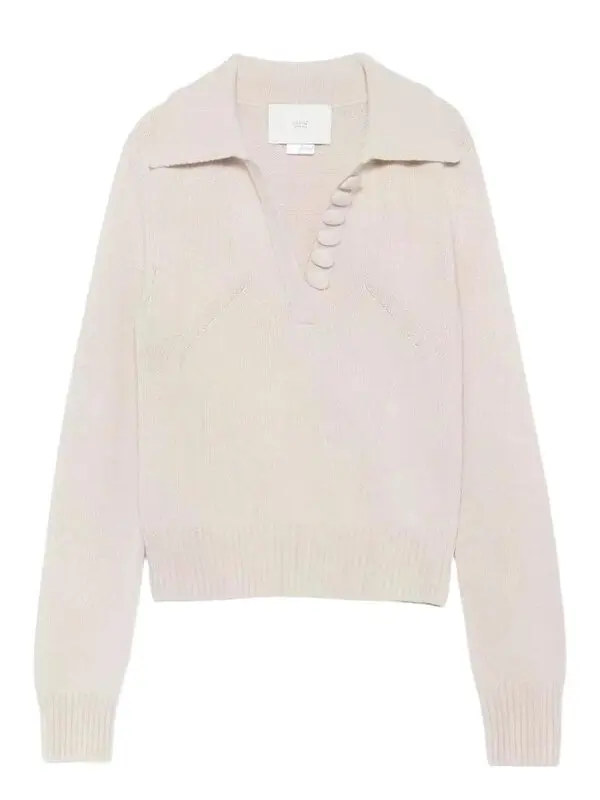VANISE Button-detail Polo Sweater - Neutrals