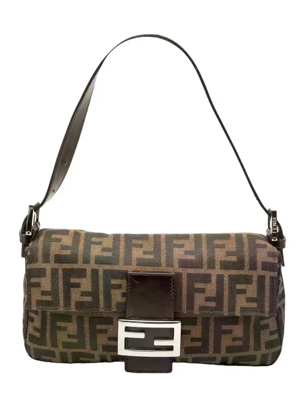 Fendi 2000-2010 Zucca Canvas Baguette Shoulder Bag - Brown