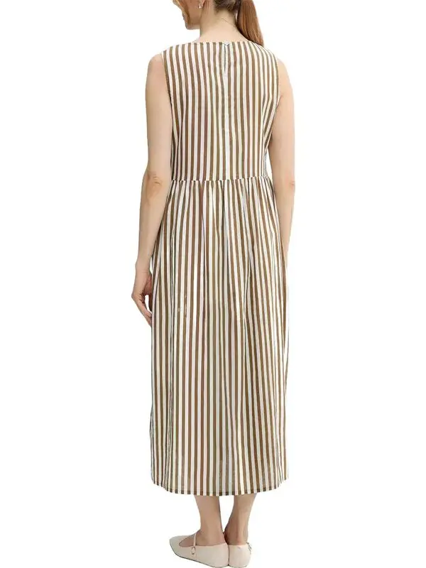 BENETTON Vertical-stripe Sleeveless Midi Dress - Brown