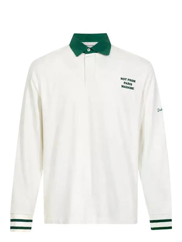 Drole De Monsieur Logo-print Long-sleeved Polo Shirt - Neutrals