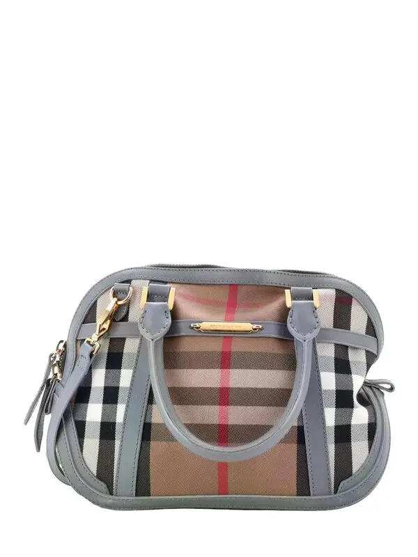 Burberry Bridle Orchard Bag House Check Canvas Small Handbag - Grey