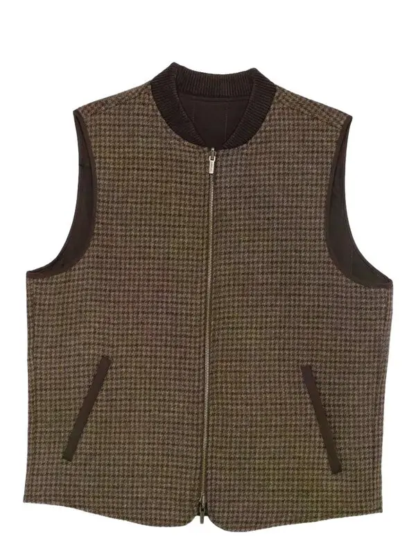 MC2 SAINT BARTH Spencer Houndstooth-pattern Gilet - Brown