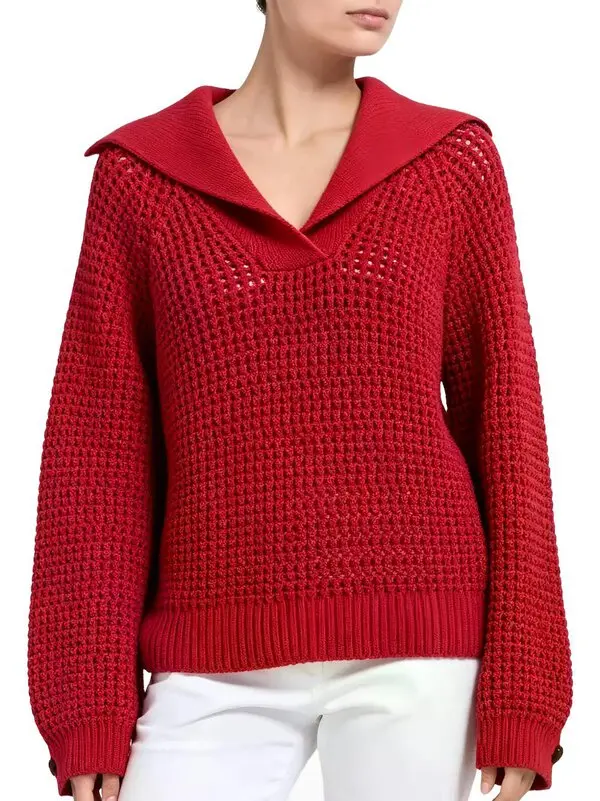 Brunello Cucinelli Waffle-knit Sailor-collar Sweater - Red