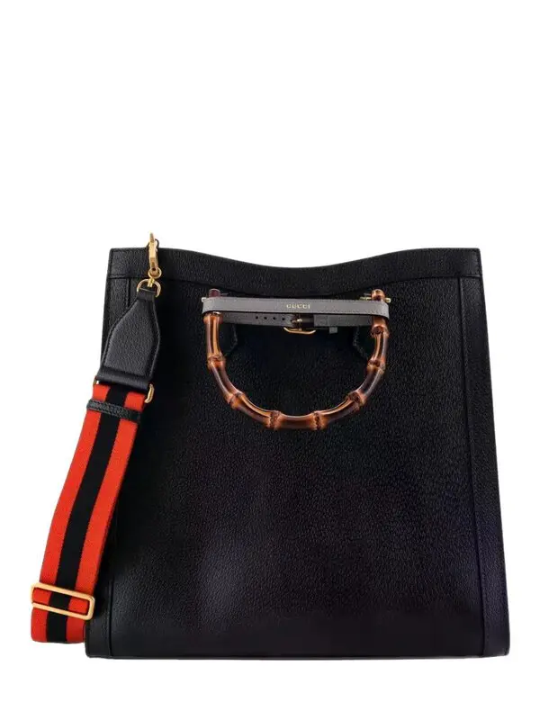 Gucci Diana Nm Bamboo Handle Leather Large Tote Bag - Black
