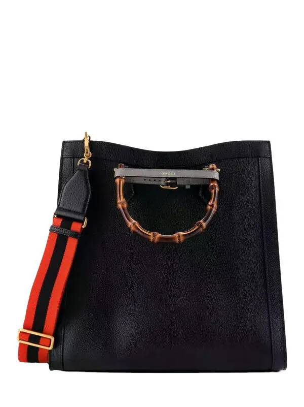 Gucci Diana Nm Bamboo Handle Leather Large Tote Bag - Black