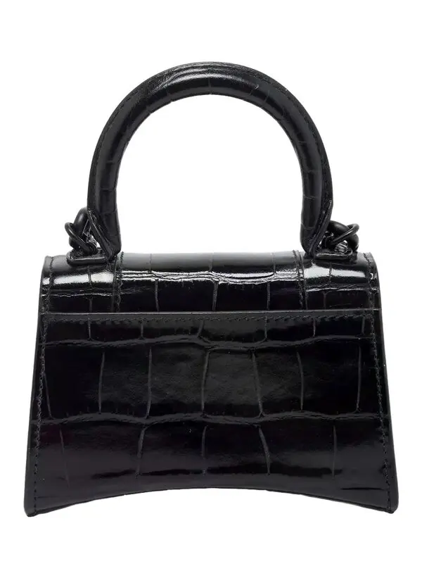 Balenciaga Hourglass Croc-embossed Tote Bag - Black