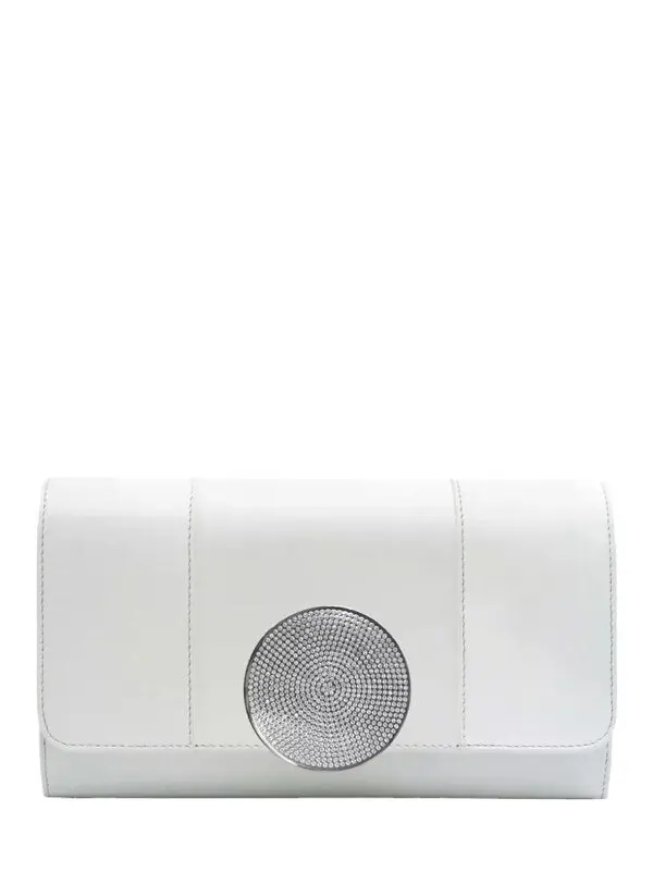 Perrin Le Disque Strass Leather Clutch Bag - White