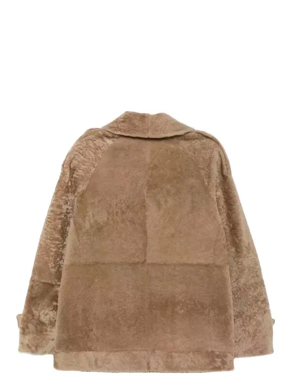 BLANCHA Double-breasted Shearling Coat - Brown