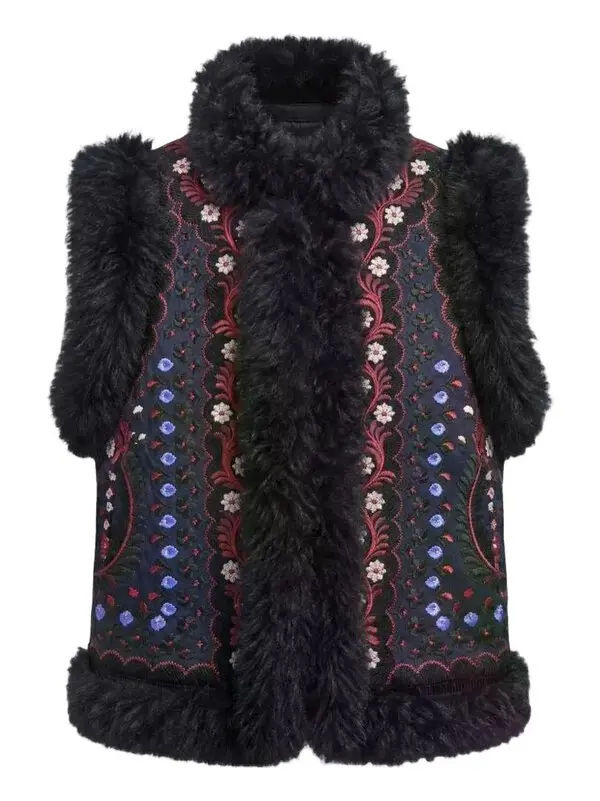 Antik Batik Ivan Embroidered Gilet - Blue