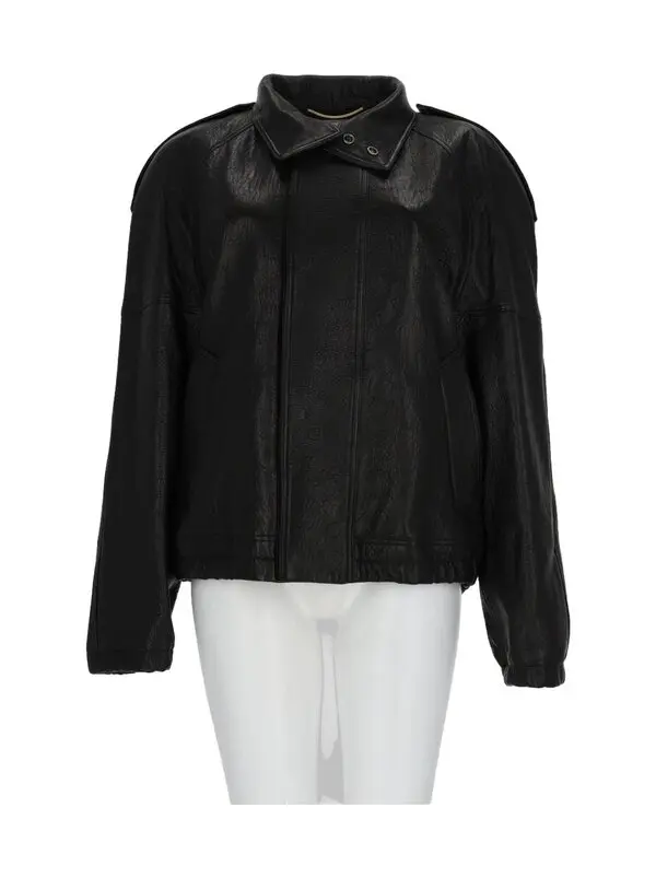 Saint Laurent Giacca Cordo In Pelle - Black
