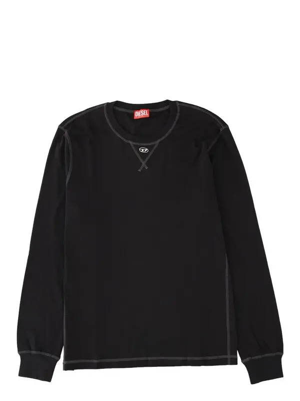 DIESEL® T-shirt Oval D A Manica Lunga - Black