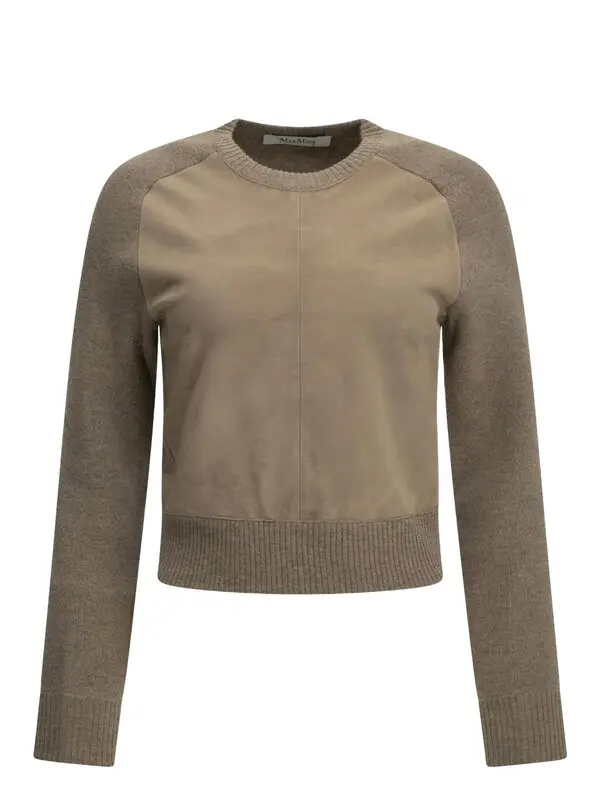 Max Mara Paneled Crew Neck Knitted Jumper - Green