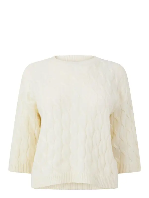 Marella Three-quarter Sleeve Crew-neck Knit Top - Cream