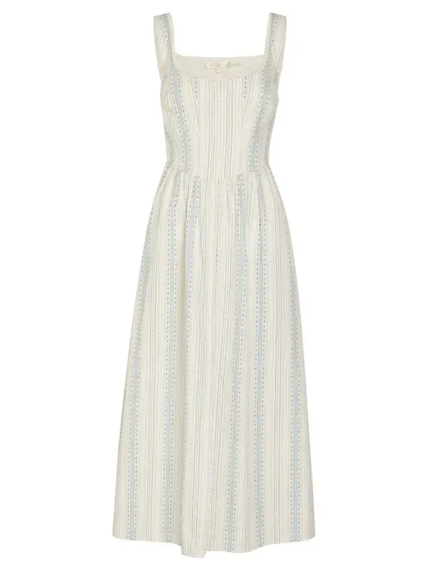 LoveShackFancy Striped Dress - Light Blue