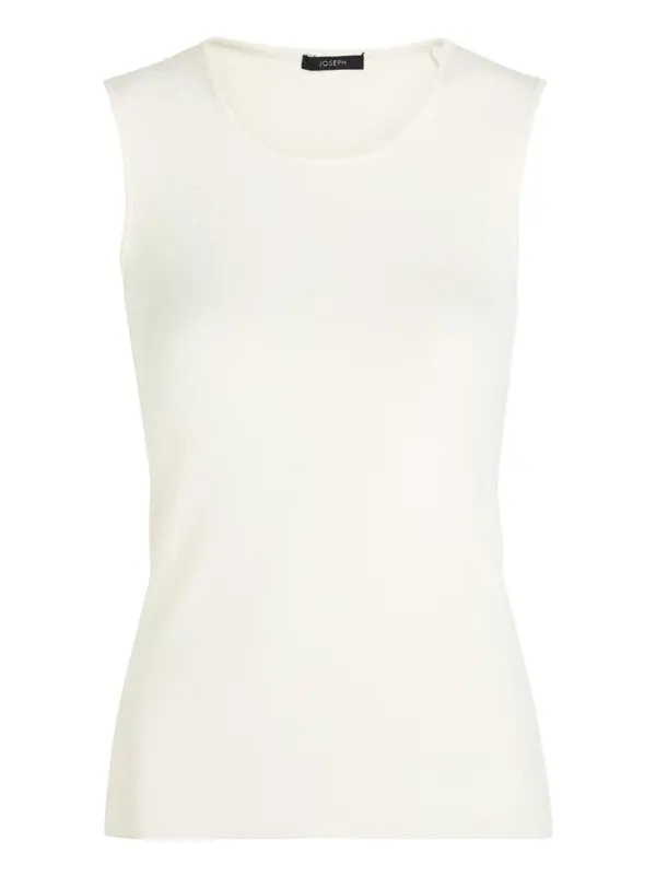 JOSEPH Round Neck Slim Fit Vest - Ivory