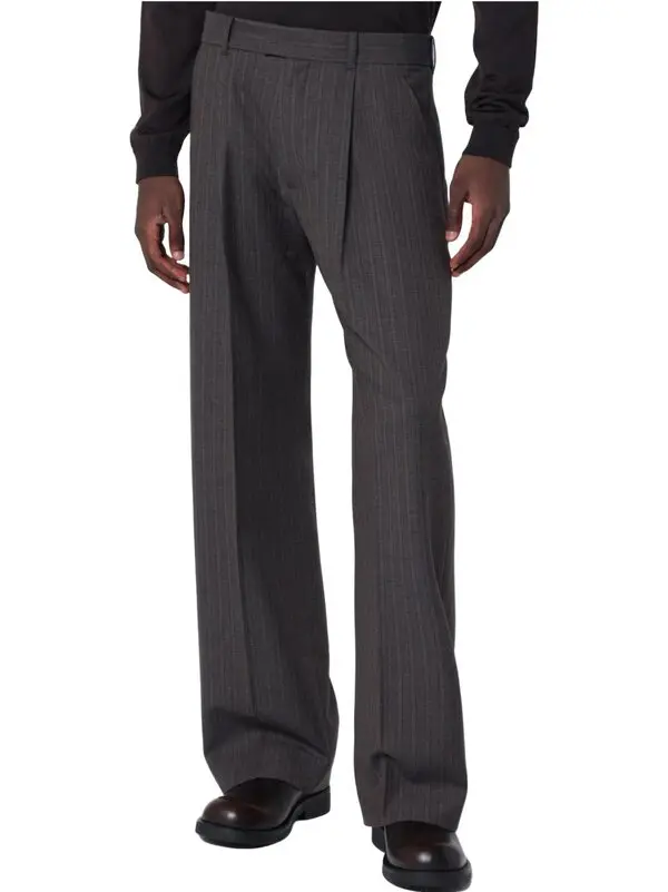 Our Legacy Wool-cotton Striped Casual Trousers - Grey