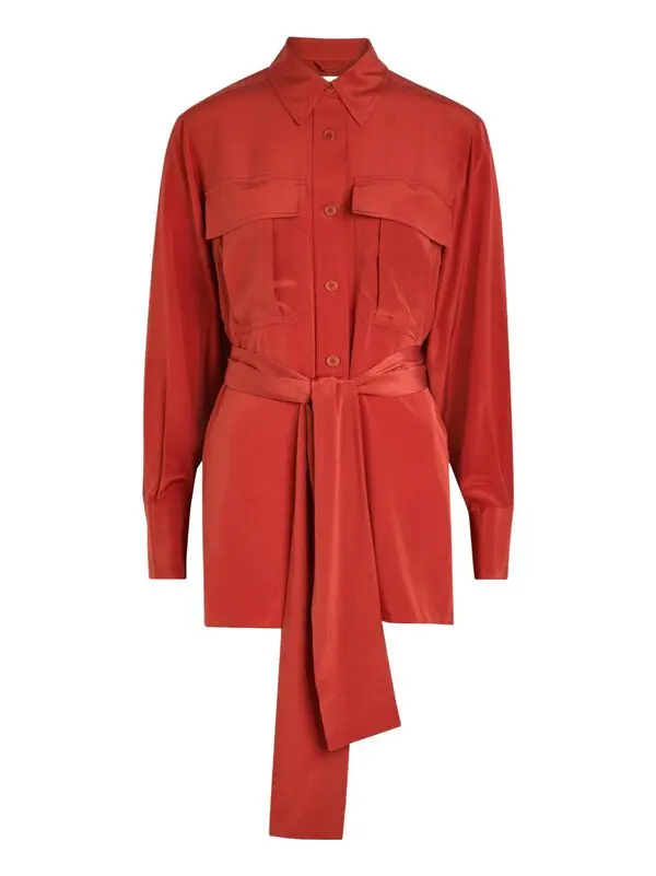 JOSEPH Pointed Collar Long-sleeved Shirt - Red