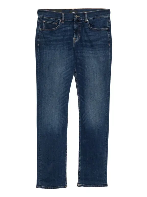 7 For All Mankind Faded-effect Straight-leg Jeans - Blue