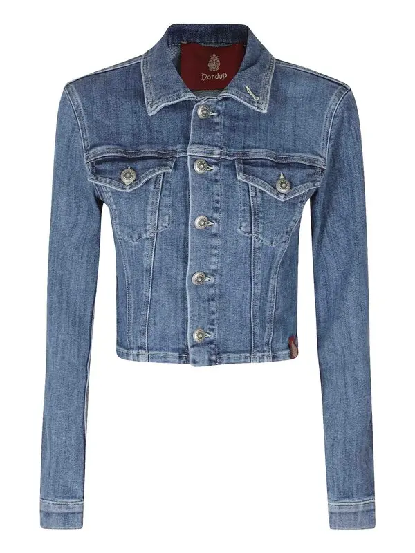 DONDUP Cropped Fitted Denim Jacket - Blue